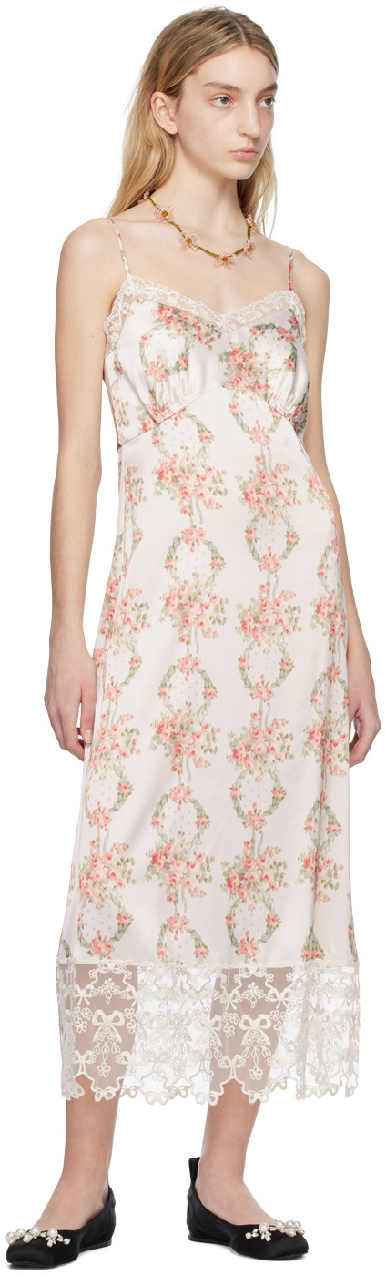 Simone Rocha Green & Pink Beaded Flower Necklace Simone Rocha