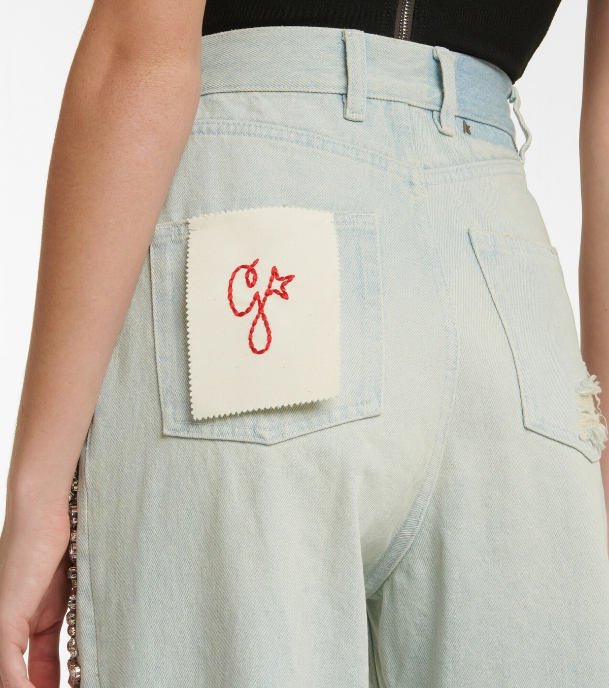 Golden Goose - Embellished high-rise wide-leg jeans Golden Goose Deluxe ...
