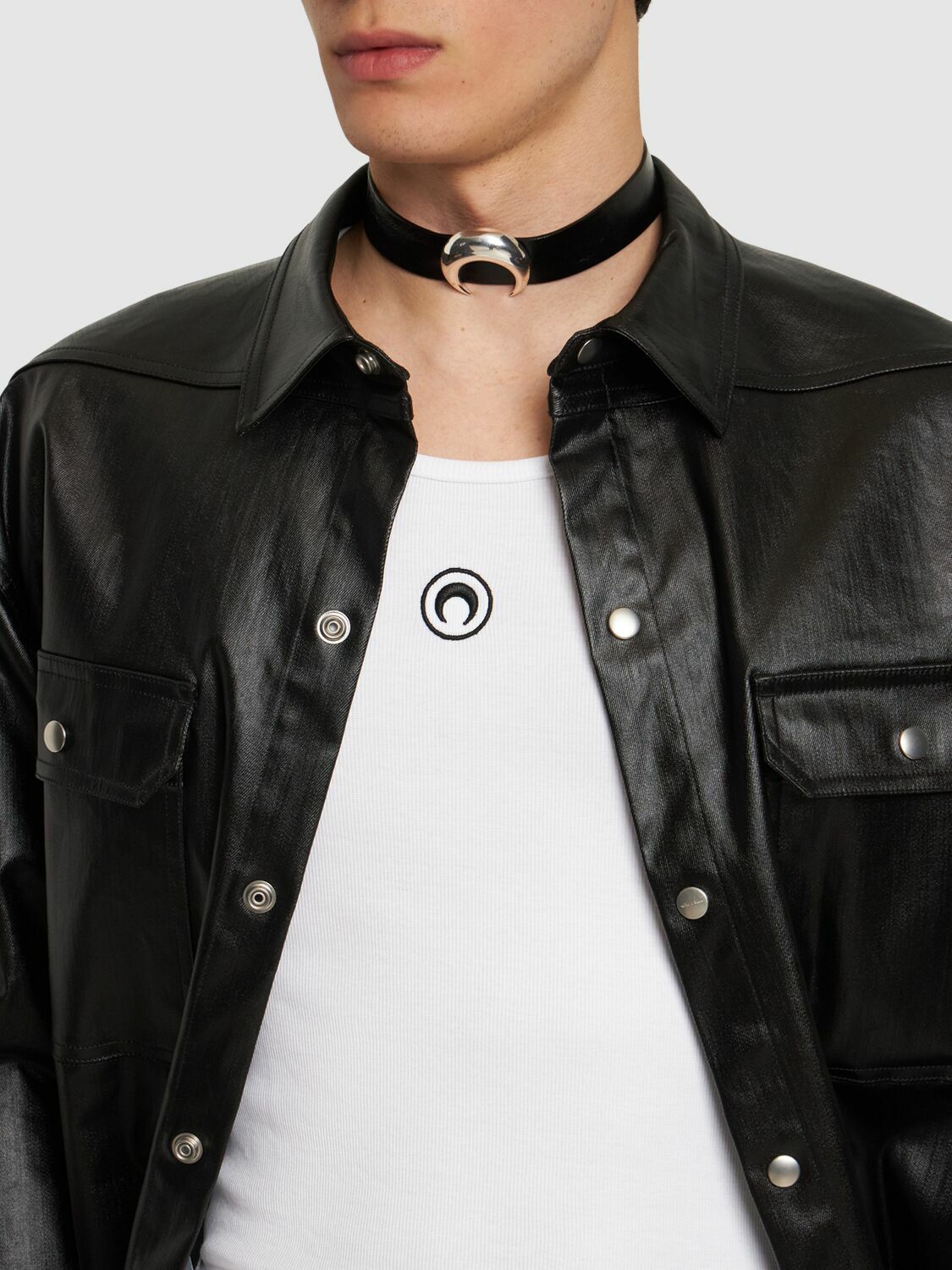 MARINE SERRE Leather Moon Choker Marine Serre