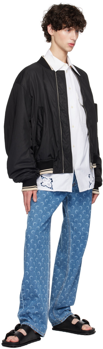 Marine Serre Blue Moon Laser Straight Jeans Marine Serre