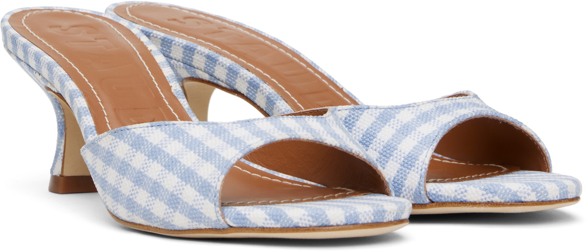 Staud Blue & White Brigitte Mule Heeled Sandals Staud
