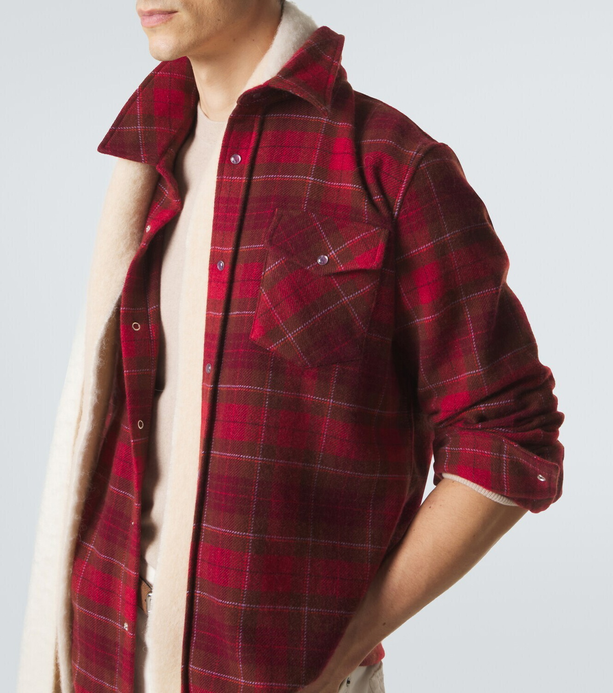 God's True Cashmere Love plaid cashmere shirt with amethyst God's True ...