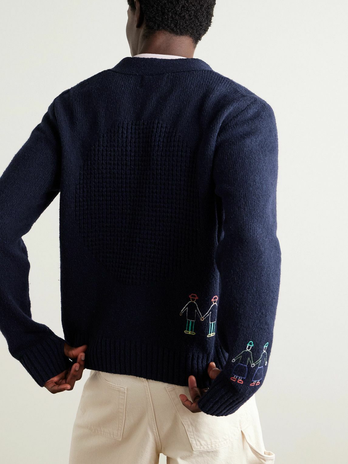 Folk - Embroidered Knitted Cardigan - Blue Folk