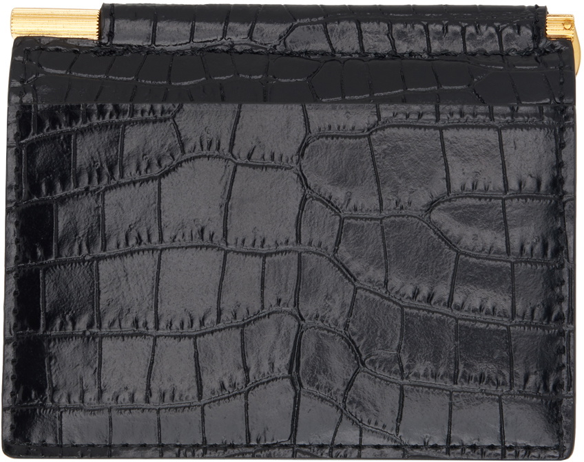 TOM FORD Black Croc-Embossed Card Holder TOM FORD