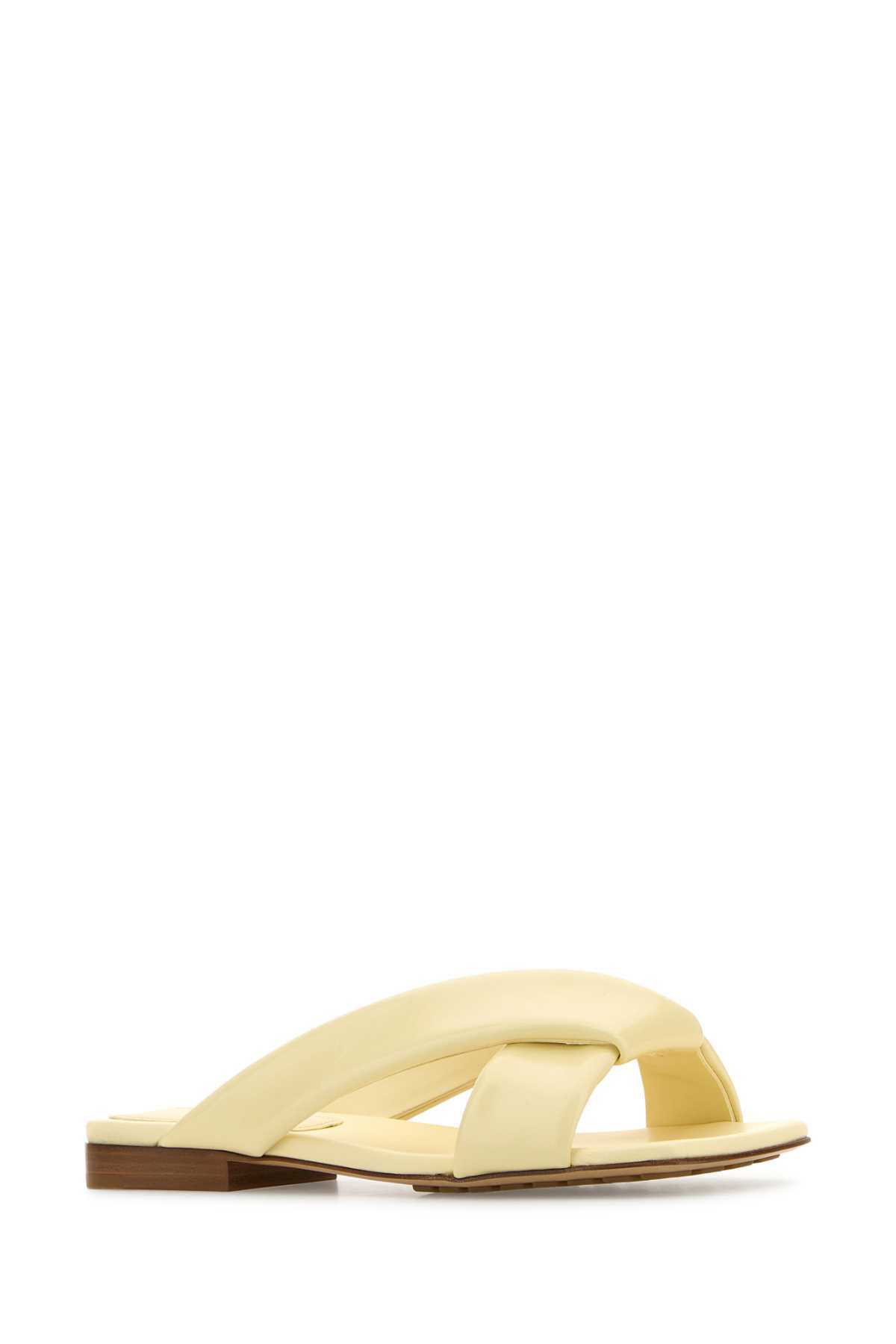 Bottega Veneta Pastel Yellow Leather Riva Slippers Bottega Veneta