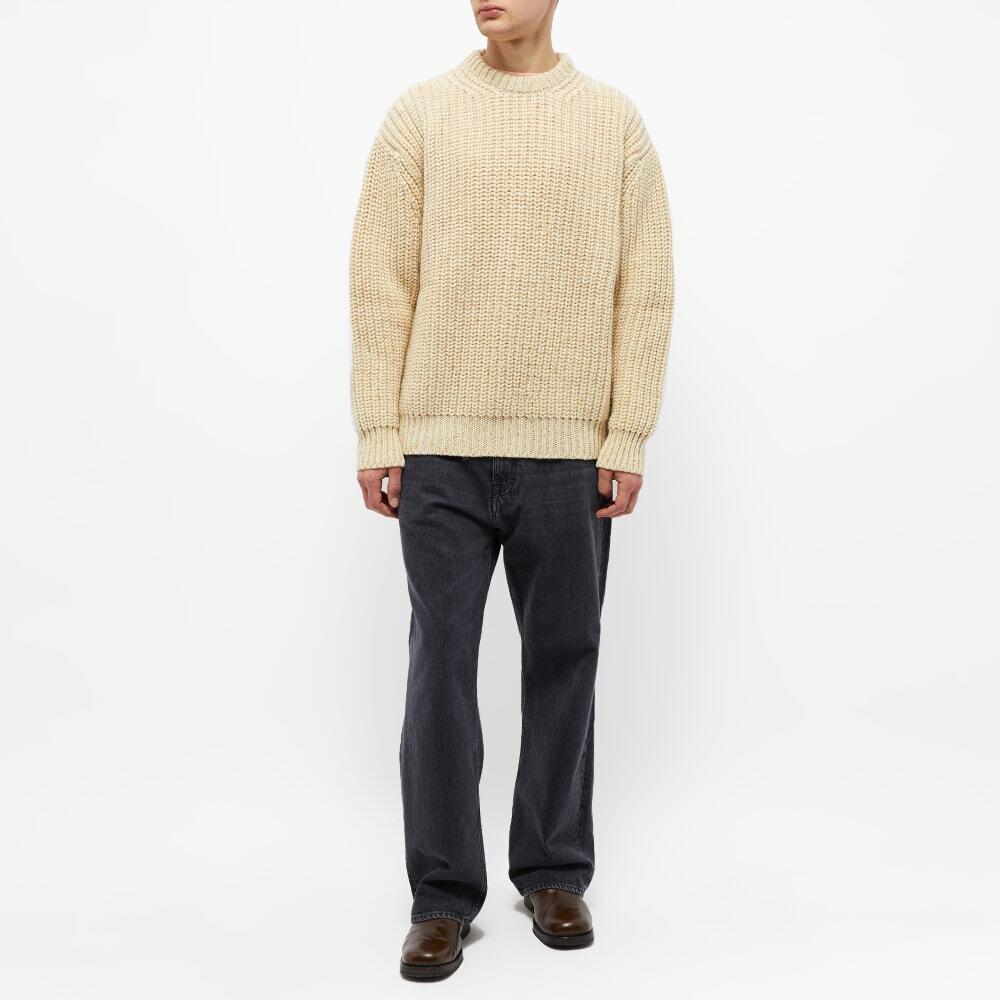 Raf Simons Men's Ribbed Crew Knit in Ecru Yellow Raf Simons