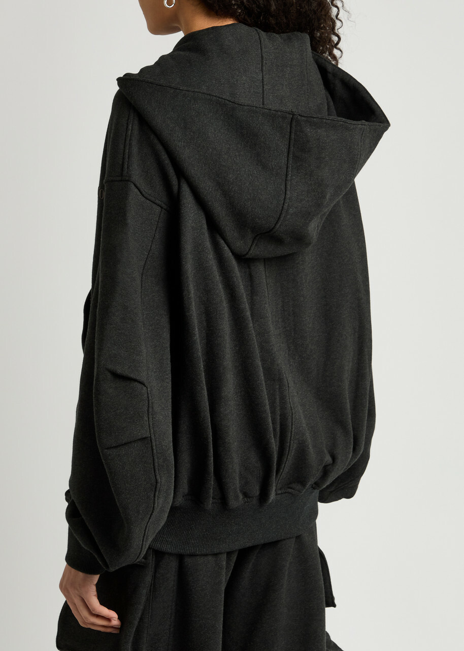 The Attico Logo Hooded Cotton Sweatshirt Dark Grey The Attico