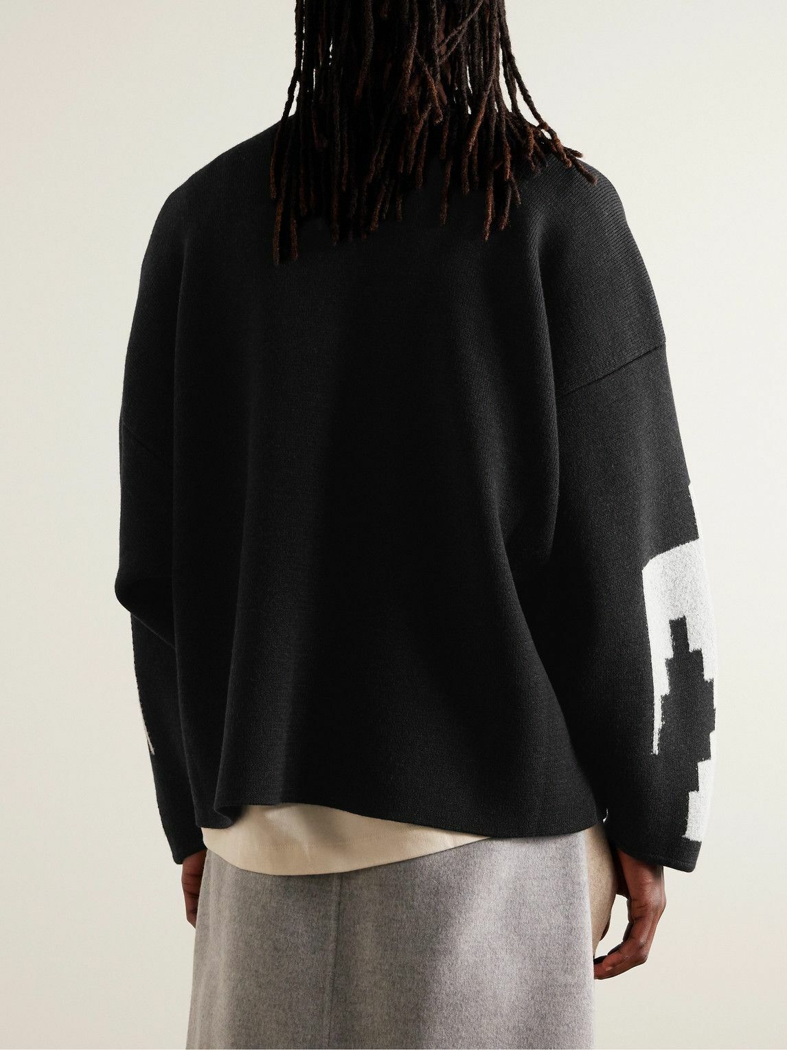 Fear of God - Jacquard-Knit Wool-Blend Zip-Up Cardigan - Black Fear Of God