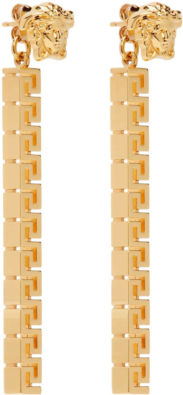 Versace Gold 'La Medusa Greca' Drop Earrings Versace