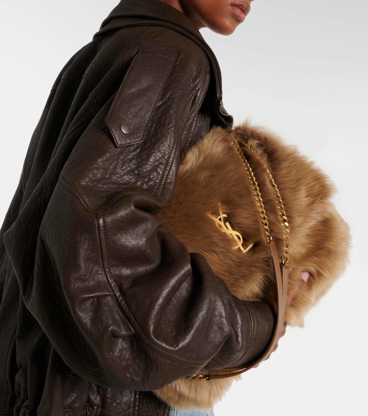 Saint Laurent Niki Large faux fur shoulder bag Saint Laurent