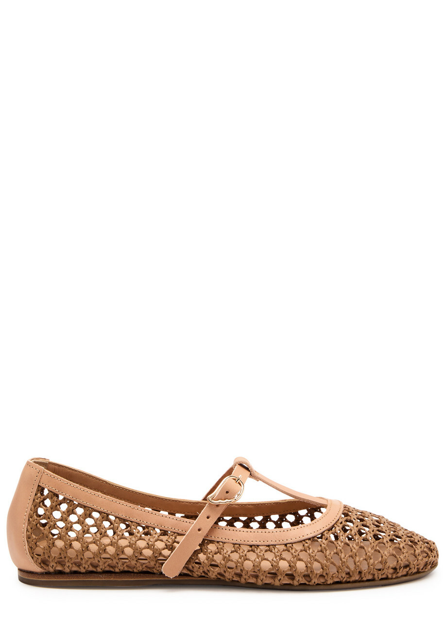Ancient Greek Sandals Aerati Leather and Raffia Ballet Flats Brown ...