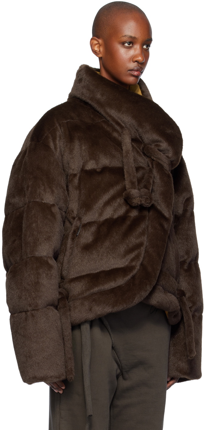 Ottolinger Brown Furry Strappy Puffer Jacket Ottolinger