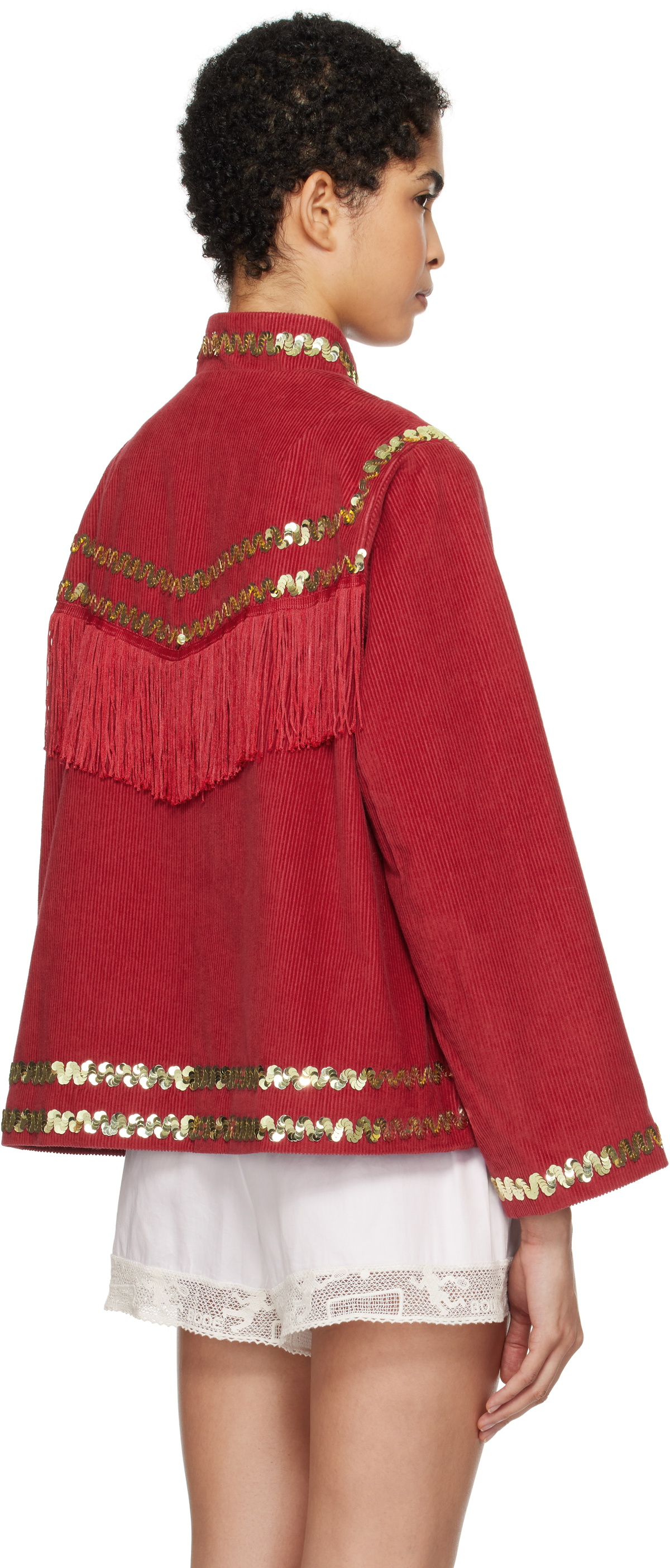 Bode Red Bandstand Fringe Jacket Bode