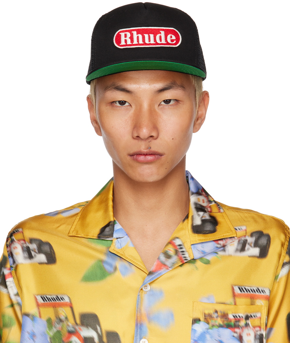 Rhude Black & Red Pit Stop Trucker Cap Rhude
