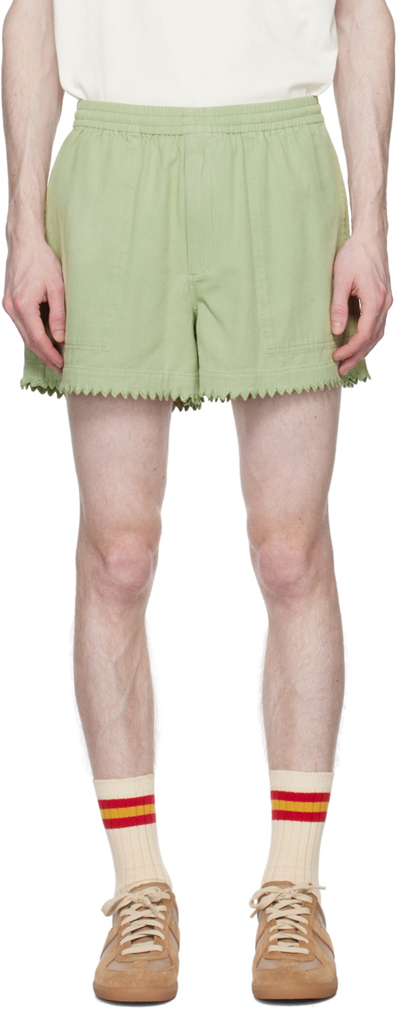 Bode Green Zig-Zag Shorts Bode