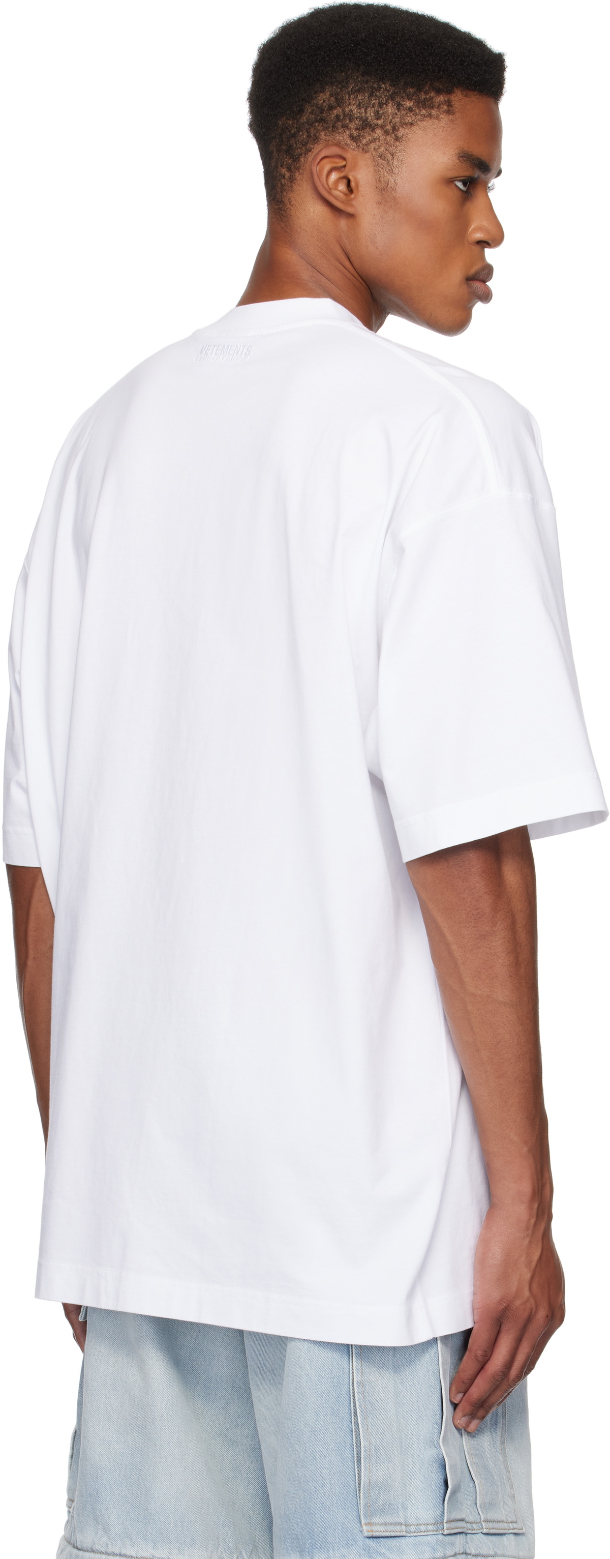VETEMENTS White Embroidered Logo Oversized T-shirt Vetements