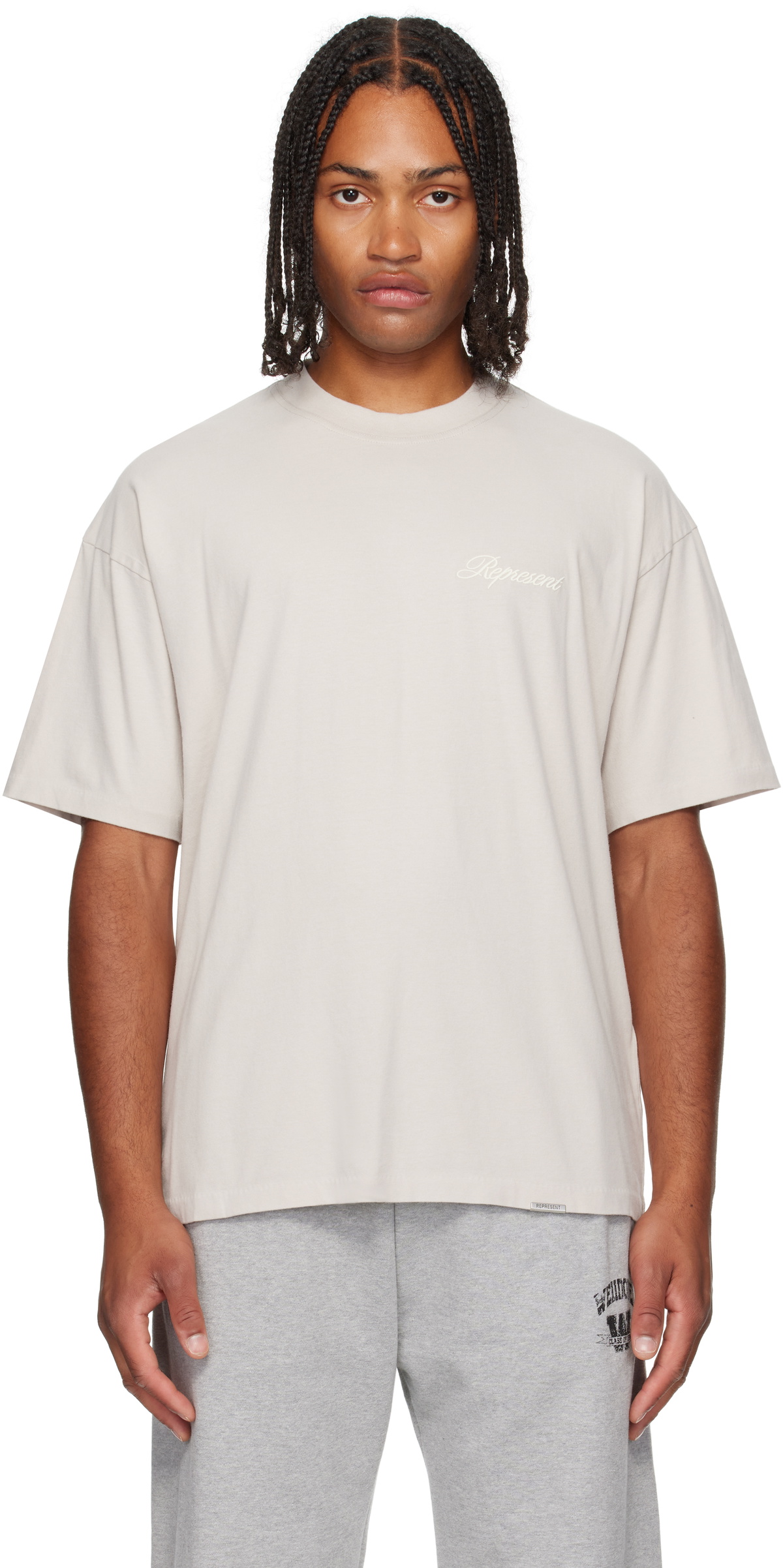 Represent Gray Script Logo T-shirt Represent
