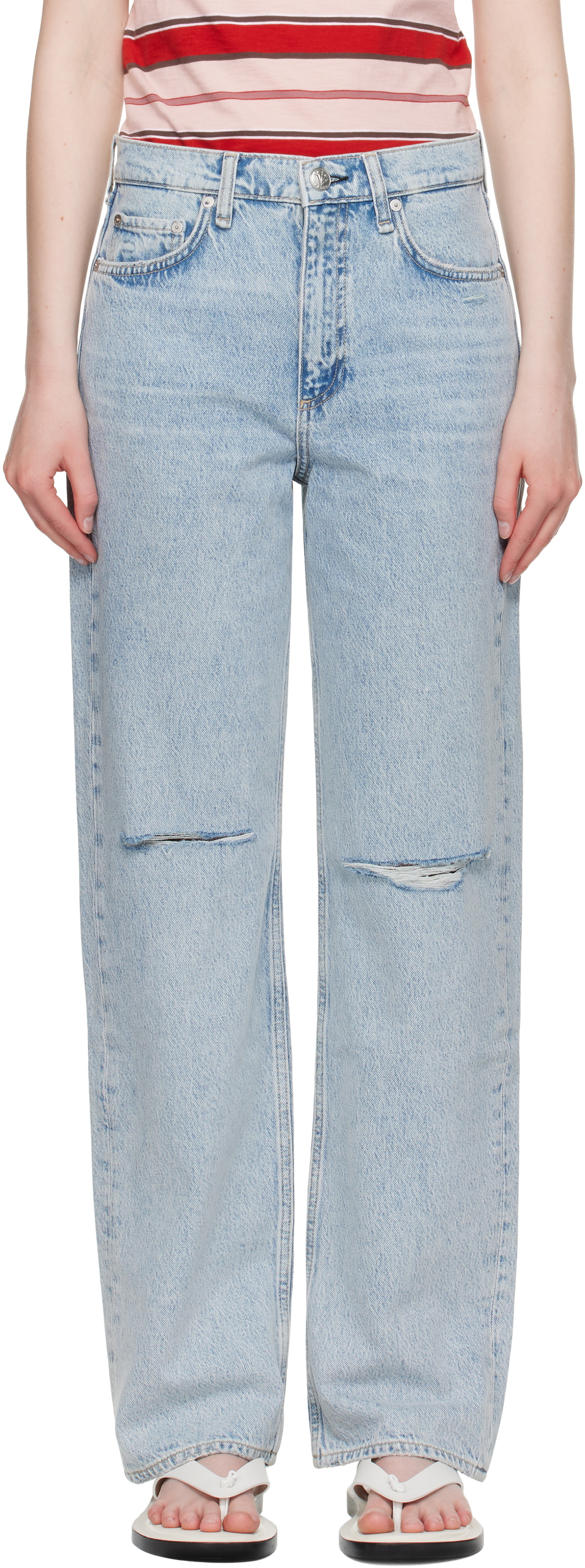rag & bone Blue Straight Shea Relaxed High Rise Jeans Rag and Bone