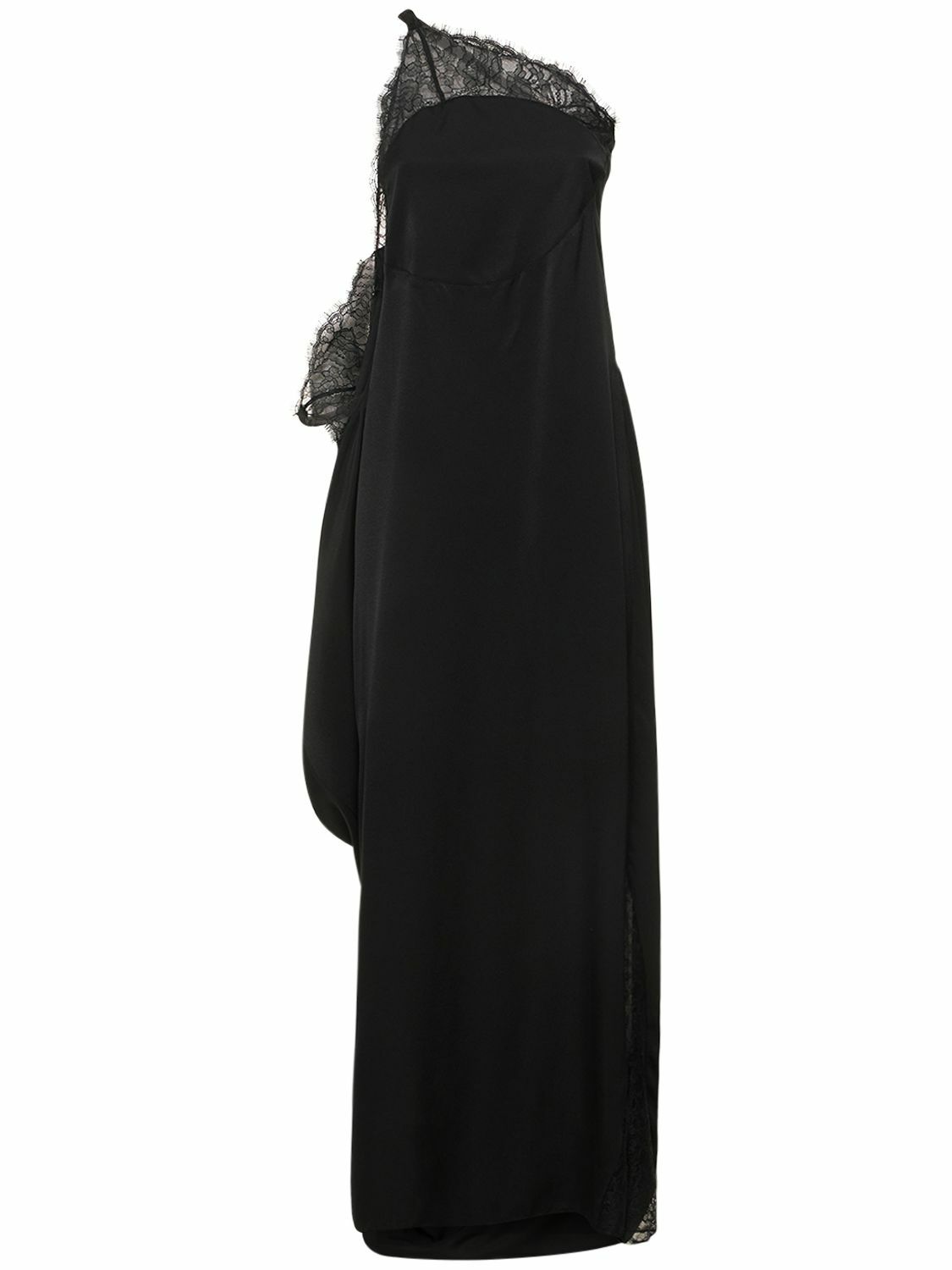 JW ANDERSON Satin & Lace Asymmetrical Long Dress JW Anderson