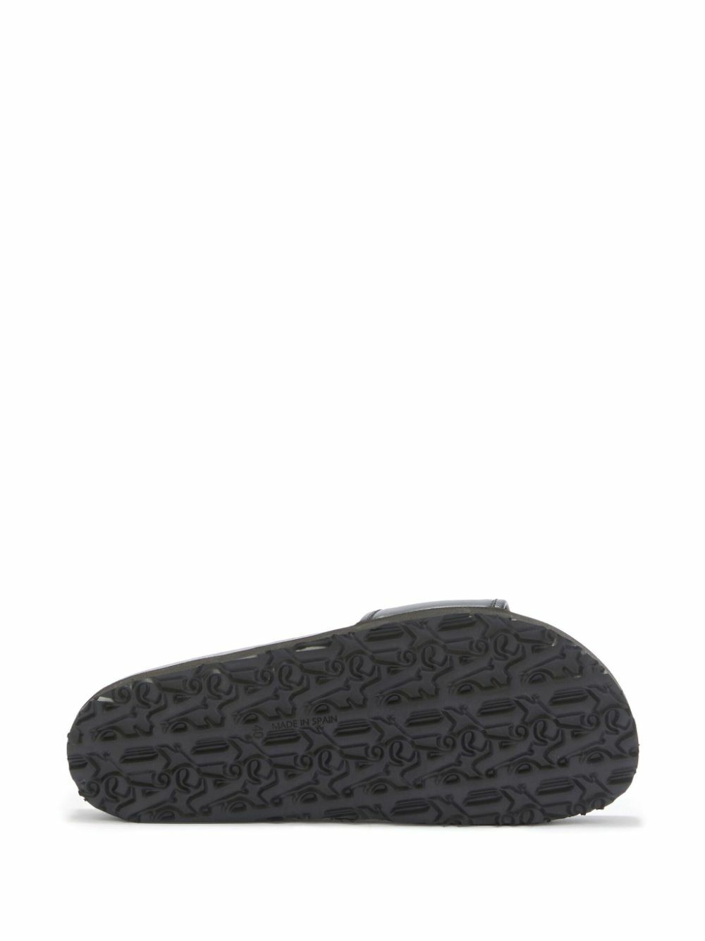 Palm Angels Black Monogram Plaque Leather Slides Palm Angels