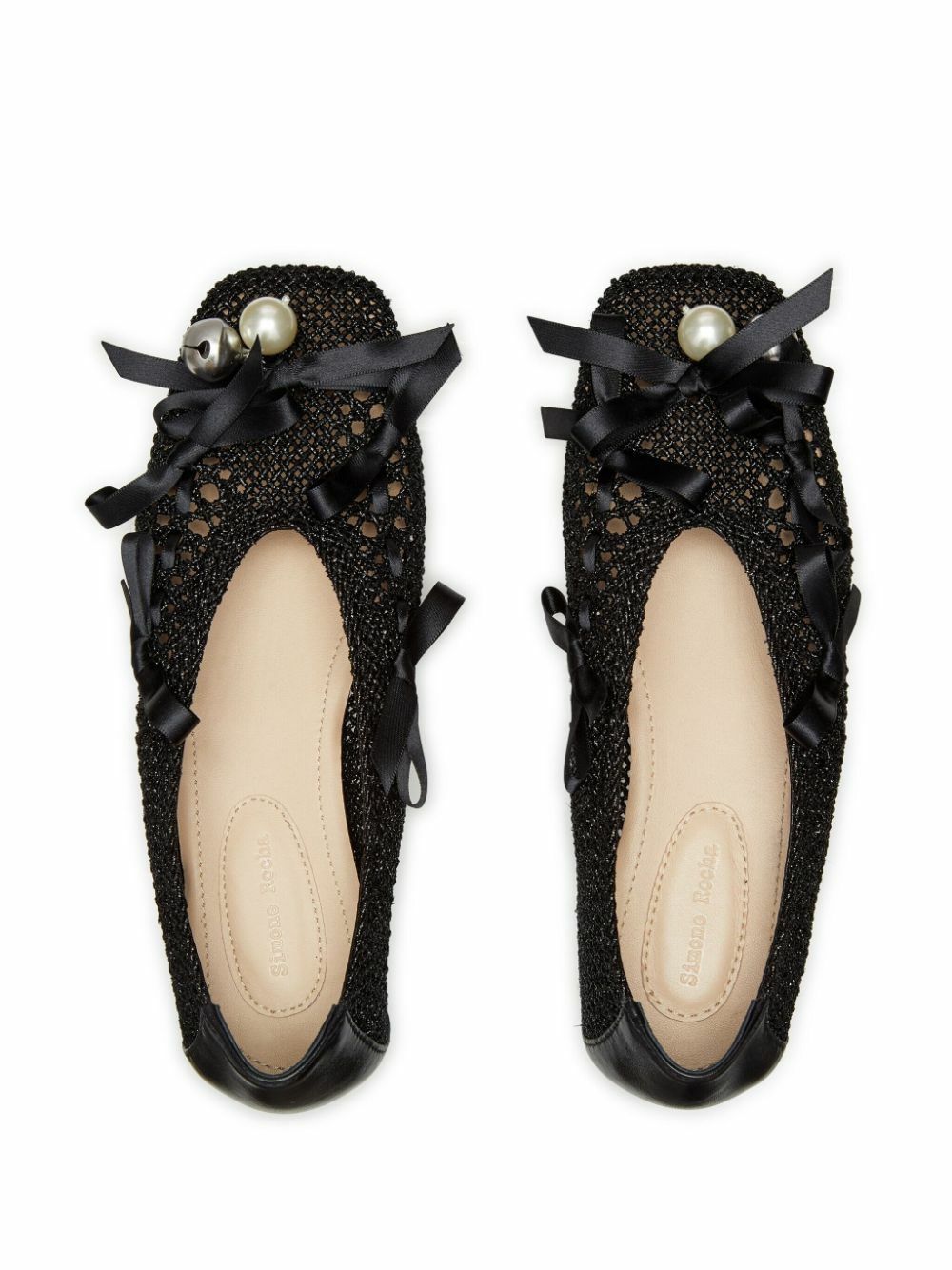 Simone Rocha Black Bell Charm Crochet Ballerina Shoes Simone Rocha