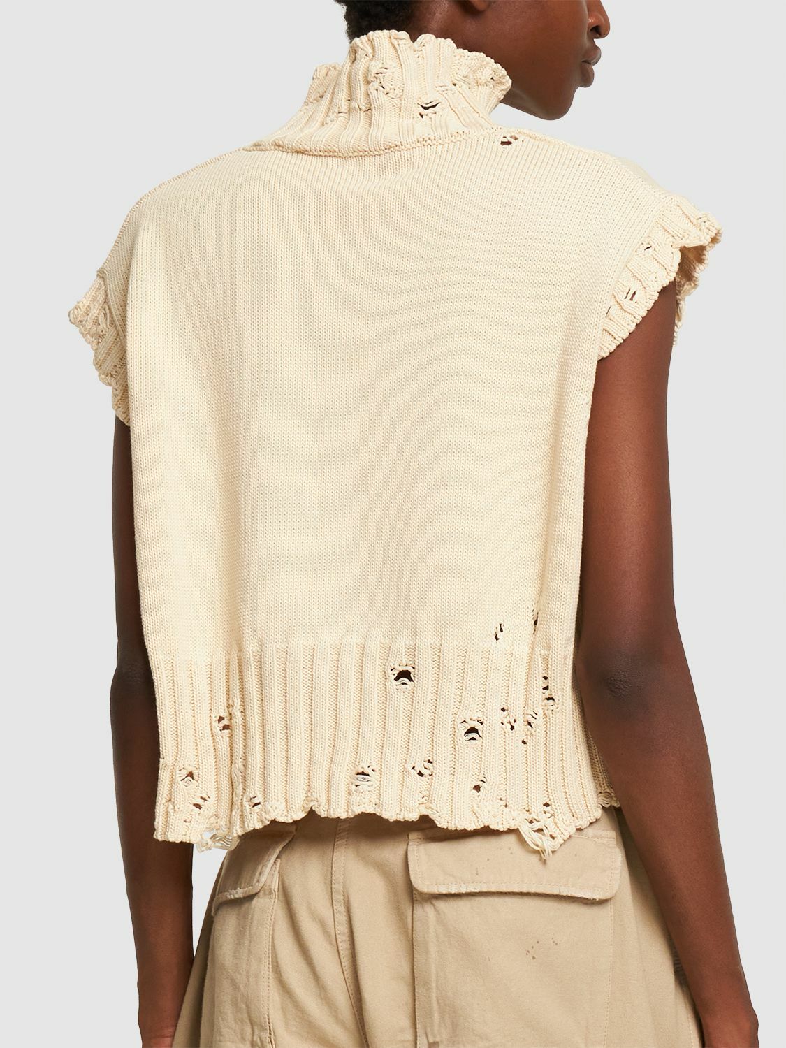 MARNI - Distressed Cotton Knit Turtleneck Vest Marni