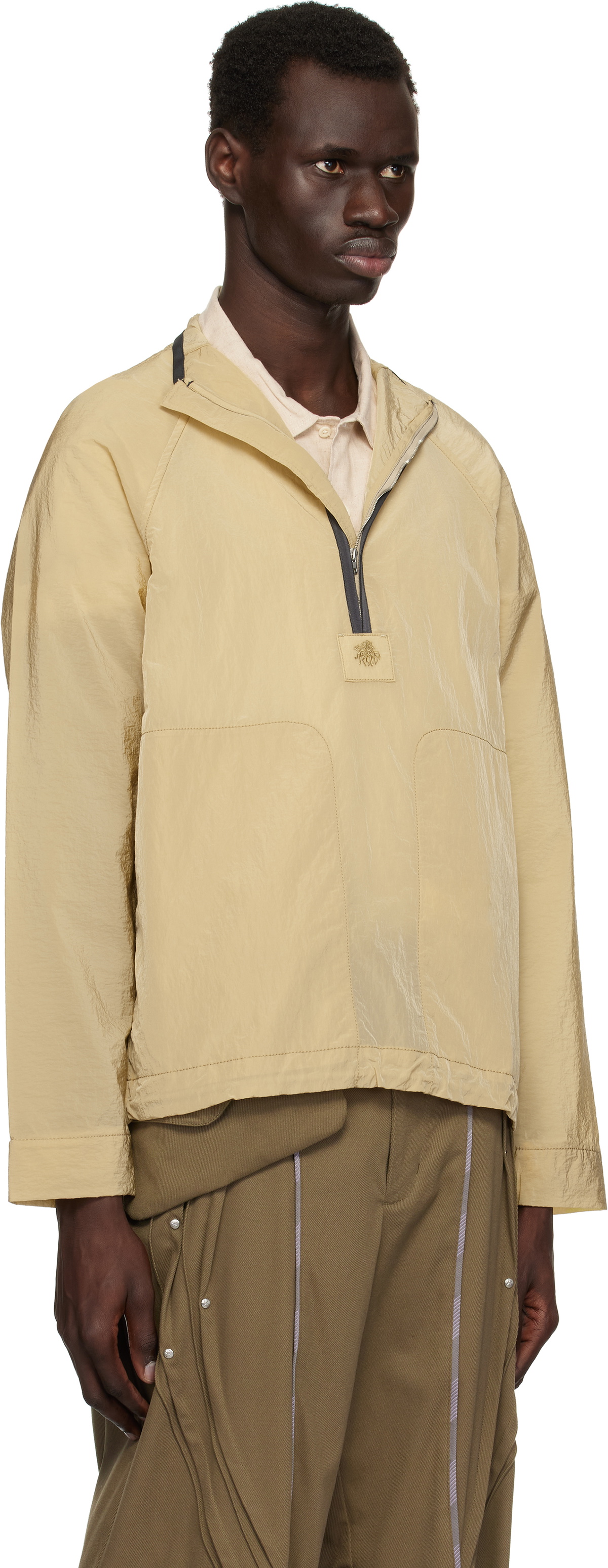 RANRA Beige Ganga Shiny Nylon Track Jacket RANRA