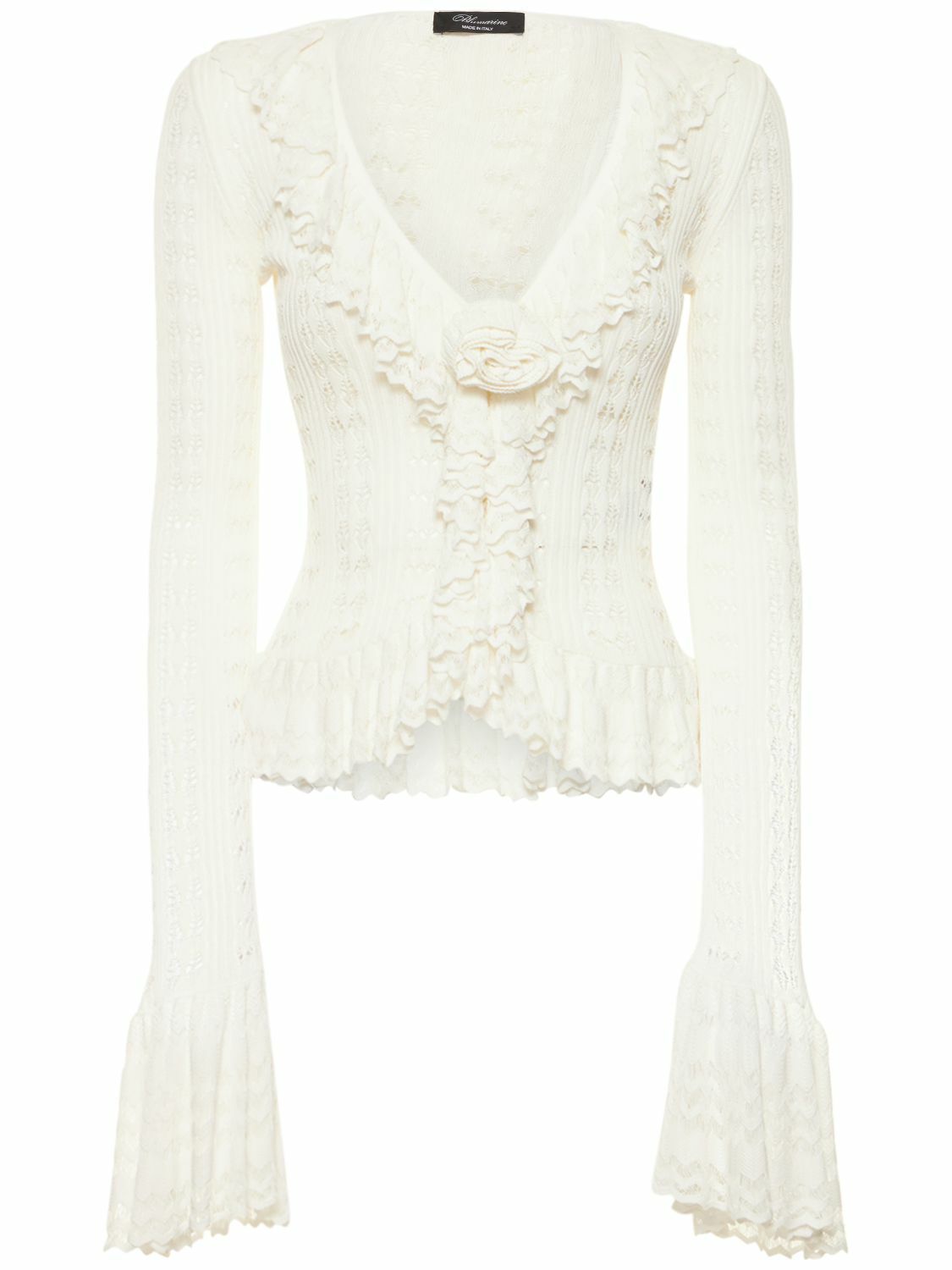 BLUMARINE Viscose & Cotton Pointelle Knit Twin Set Blumarine