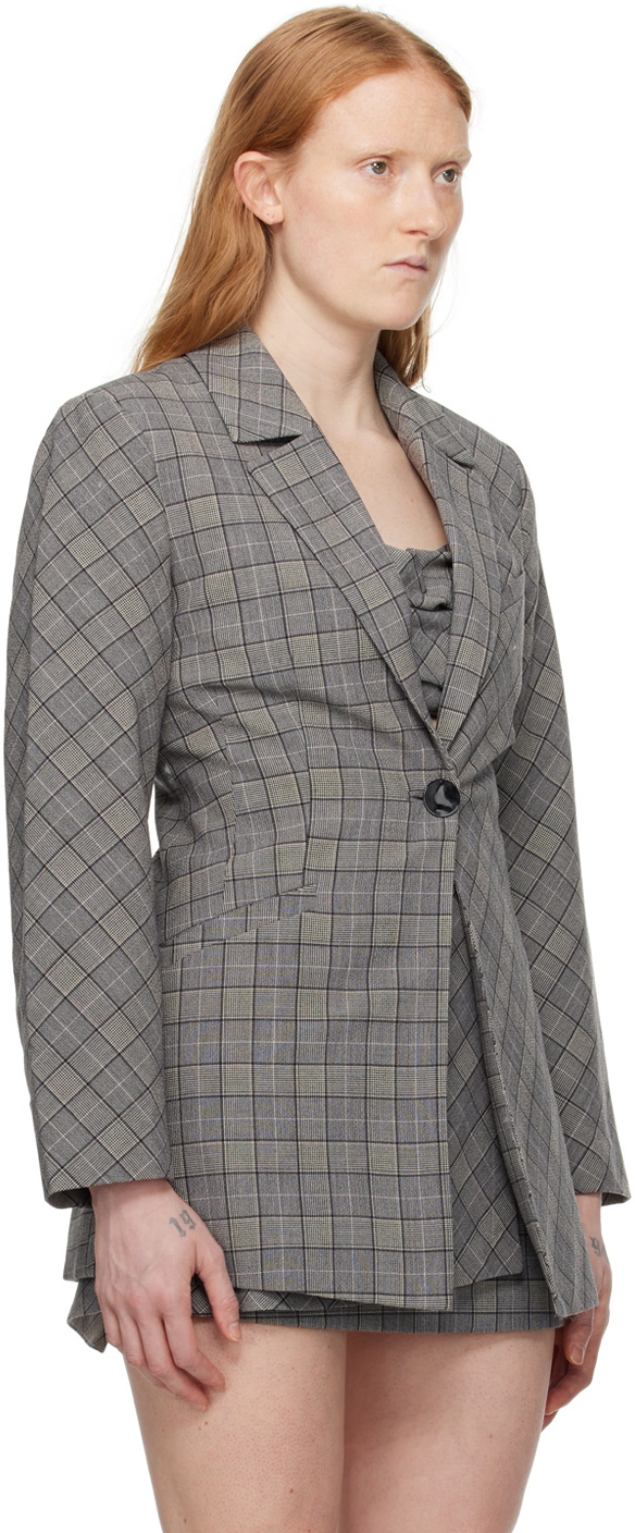 GANNI Gray Check Blazer GANNI