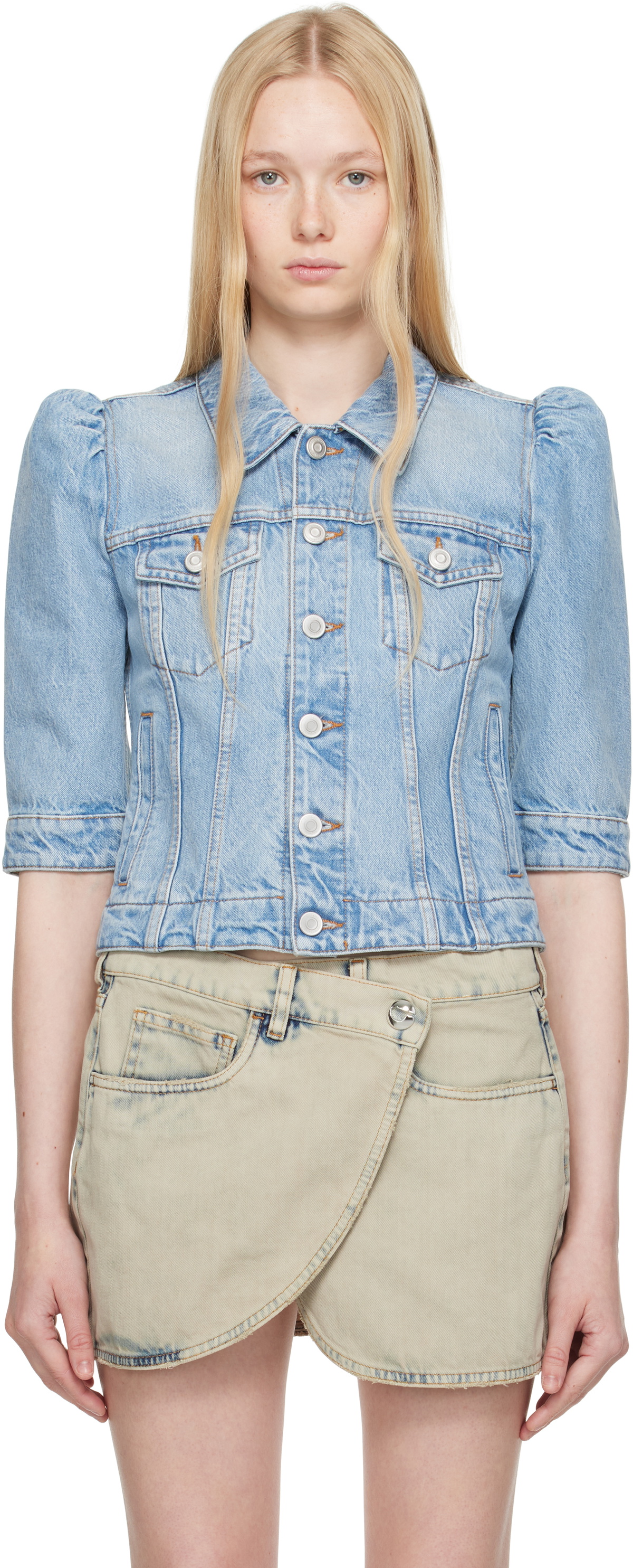 Coperni Blue Slim-Fit Cropped Denim Jacket Coperni