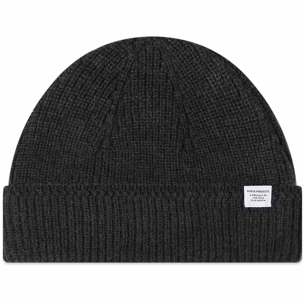 Norse Projects Men's Wool Watch Cap in Charcoal Melange Norse Projects
