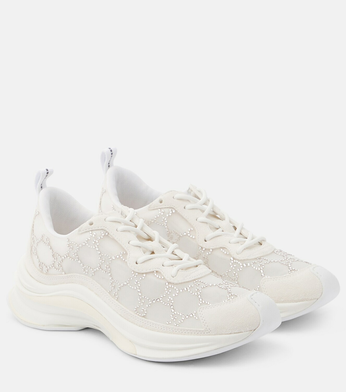 Gucci Run embellished suede and mesh sneakers Gucci