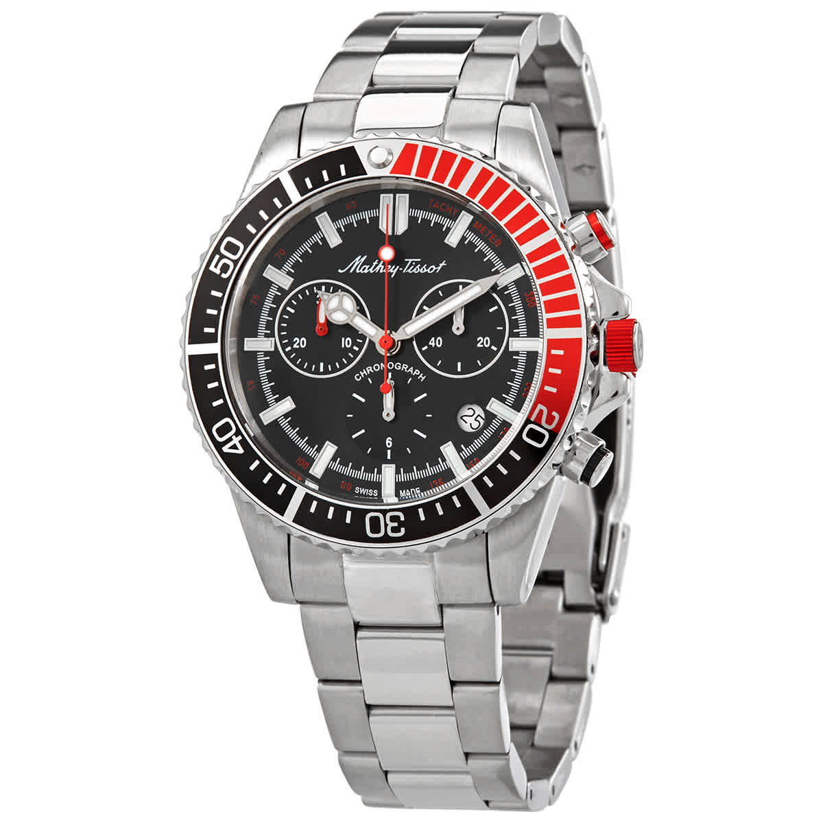 Mathey-Tissot Mathy Strike Chronograph Quartz Black Dial Mens Watch ...