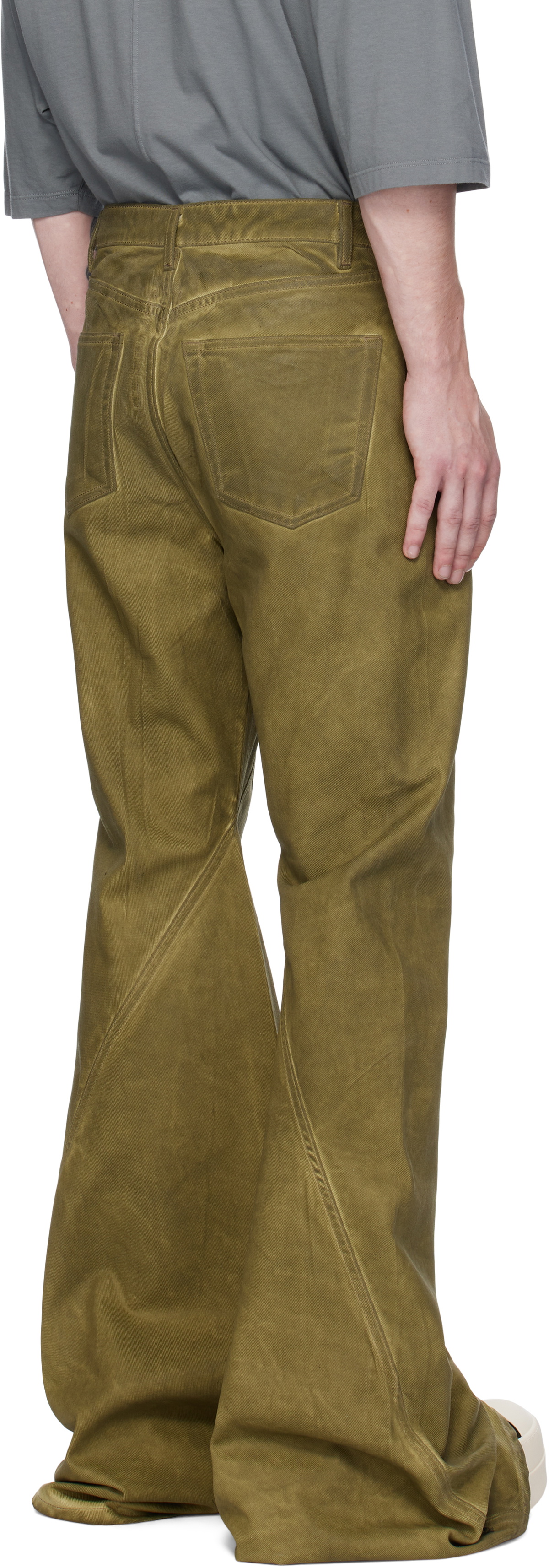 Rick Owens DRKSHDW Khaki Porterville Bias Bootcut Jeans Rick Owens Drkshdw