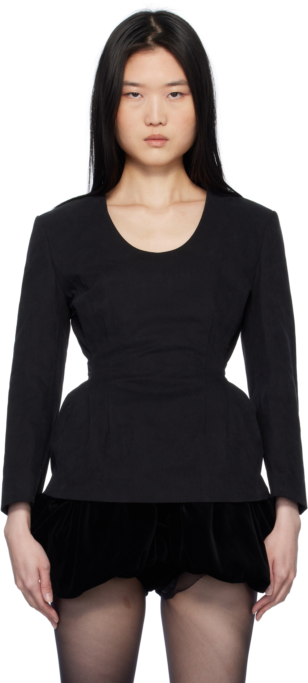 Pushbutton Black Hourglass Blouse Pushbutton