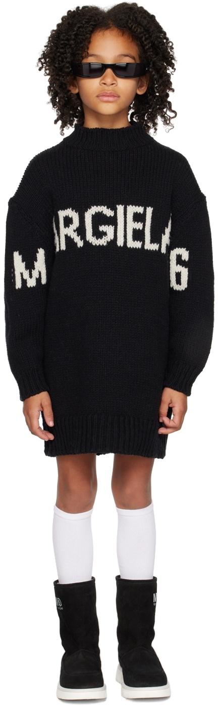 MM6 Maison Margiela Kids Black Mock Neck Dress MM6 Maison Margiela