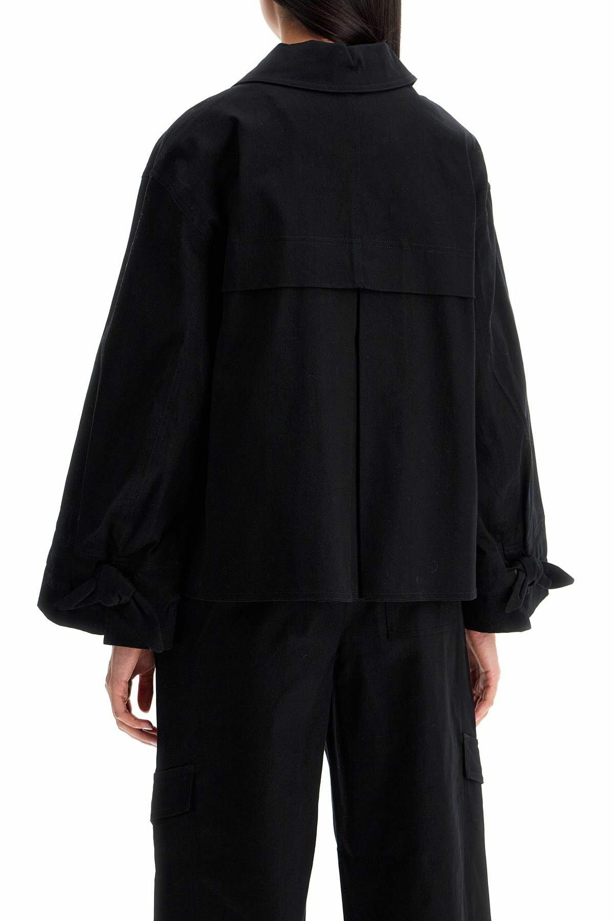 GANNI checked canvas jacket with textured pattern Black GANNI