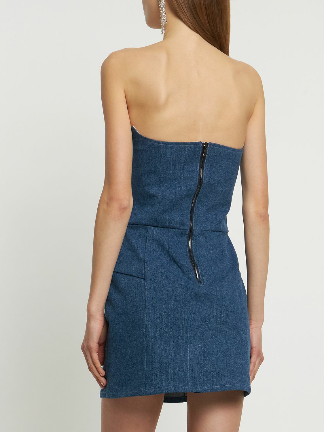 GIUSEPPE DI MORABITO - Embellished Strapless Denim Mini Dress Giuseppe ...