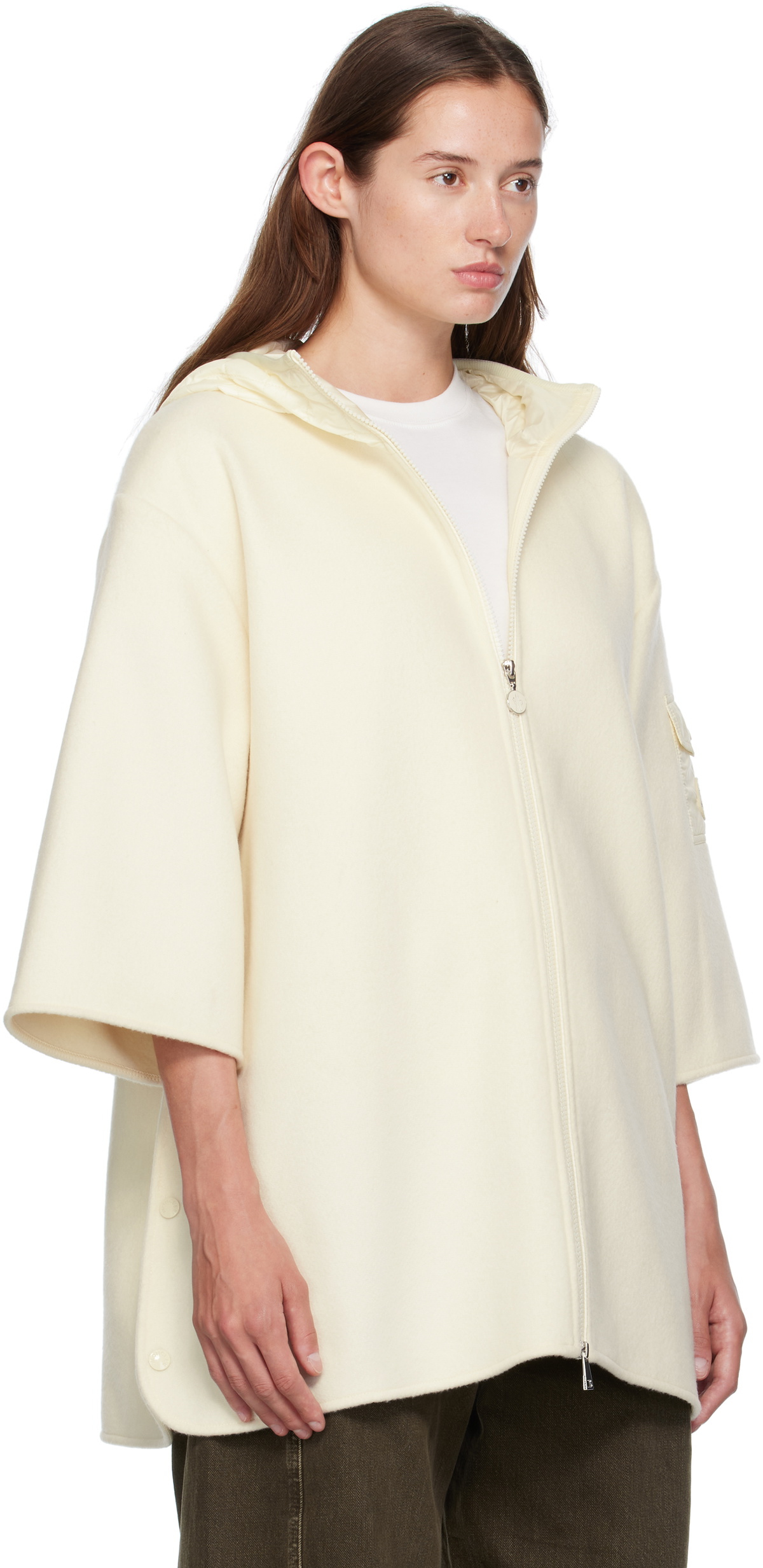Moncler Beige Wool Cape Jacket Moncler