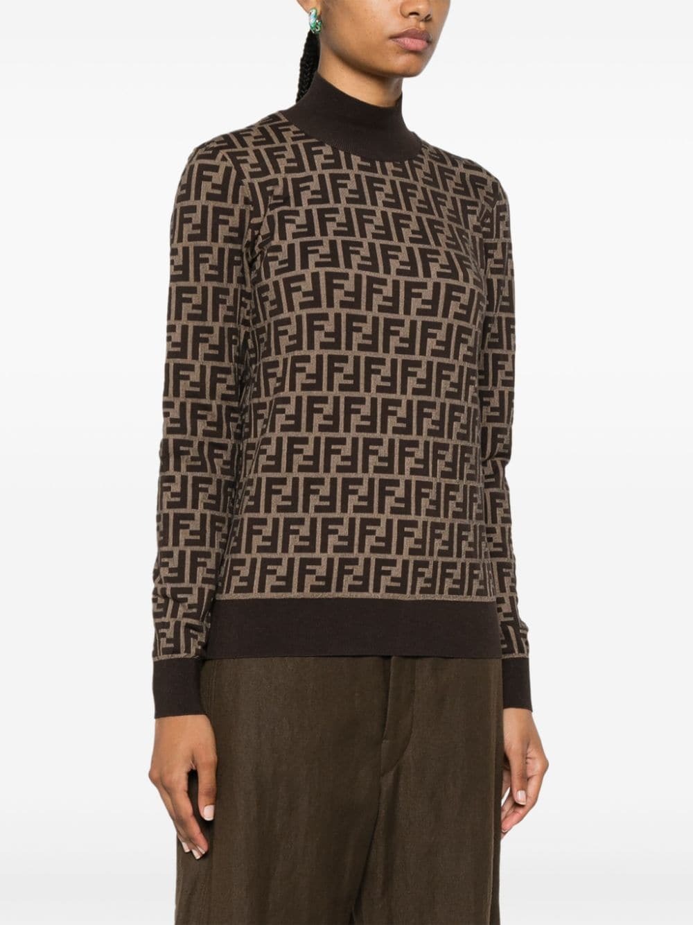 FENDI - Ff Cotton High-neck Sweater Fendi
