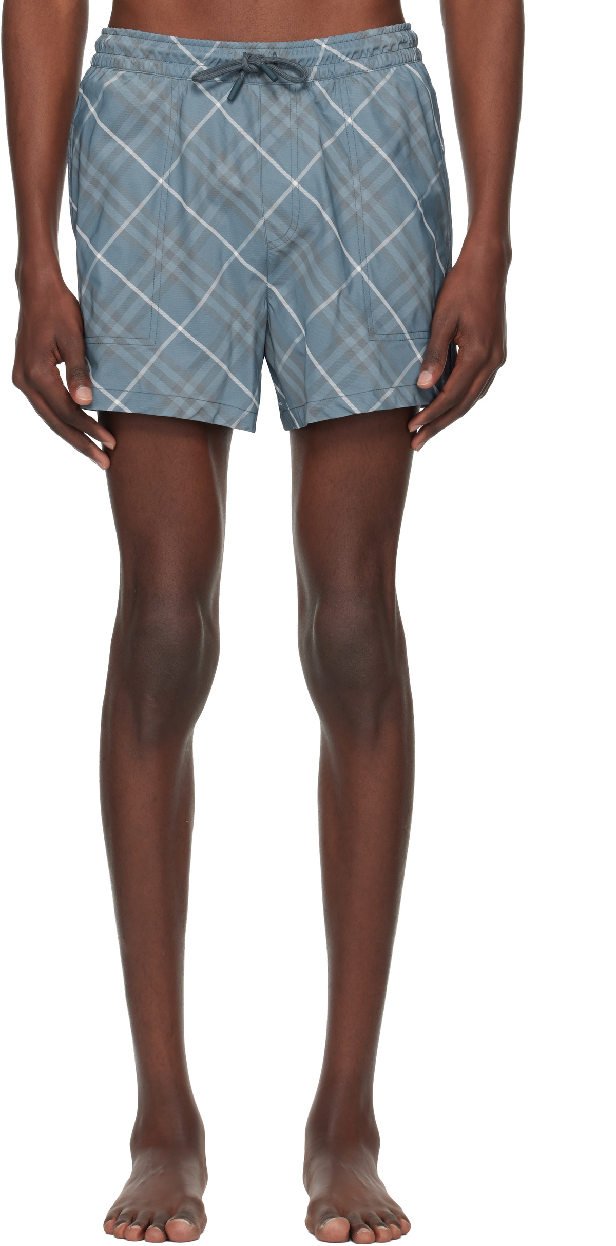 Burberry Navy Check Swim Shorts Burberry