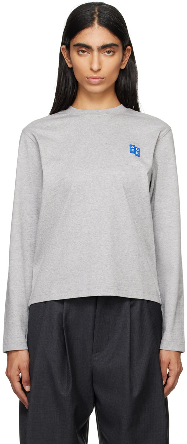 ADER error Gray Significant Patch Long Sleeve T-Shirt ADER error
