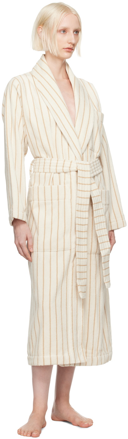 Tekla Off-White & Tan Original Bathrobe Tekla Fabrics