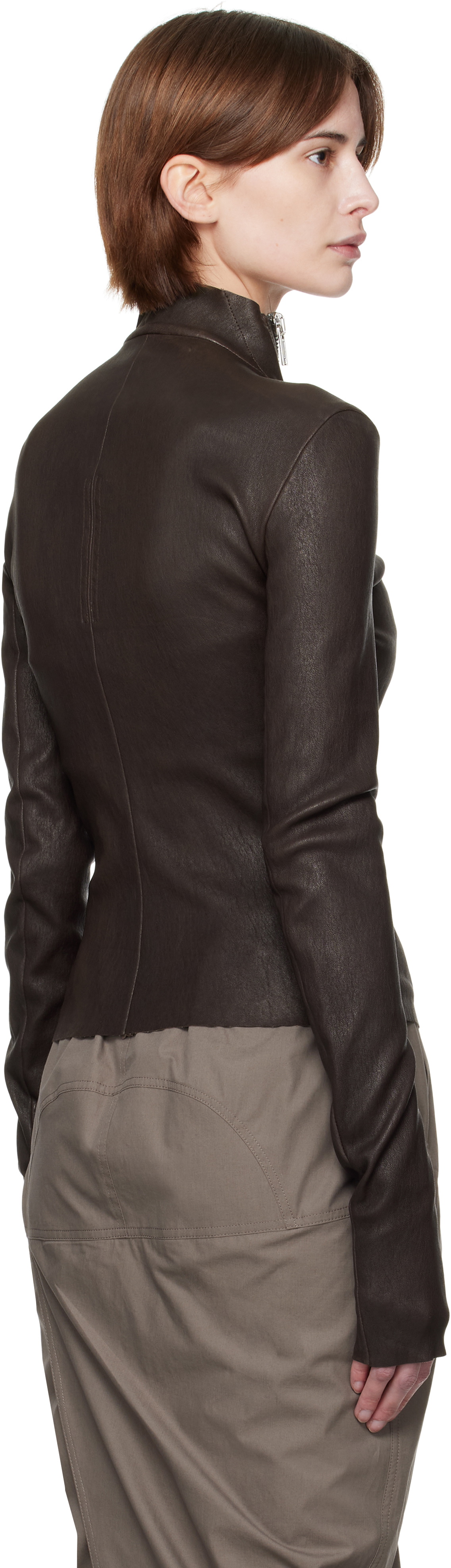 Rick Owens Brown Hollywood JKT Leather Jacket Rick Owens