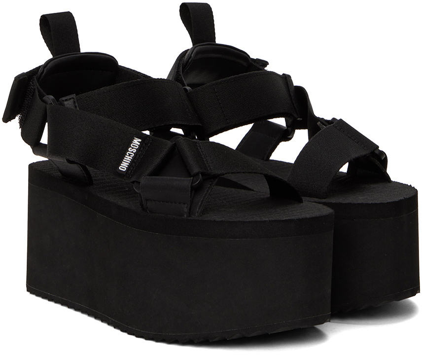 Moschino Black Wedge Sandals Moschino