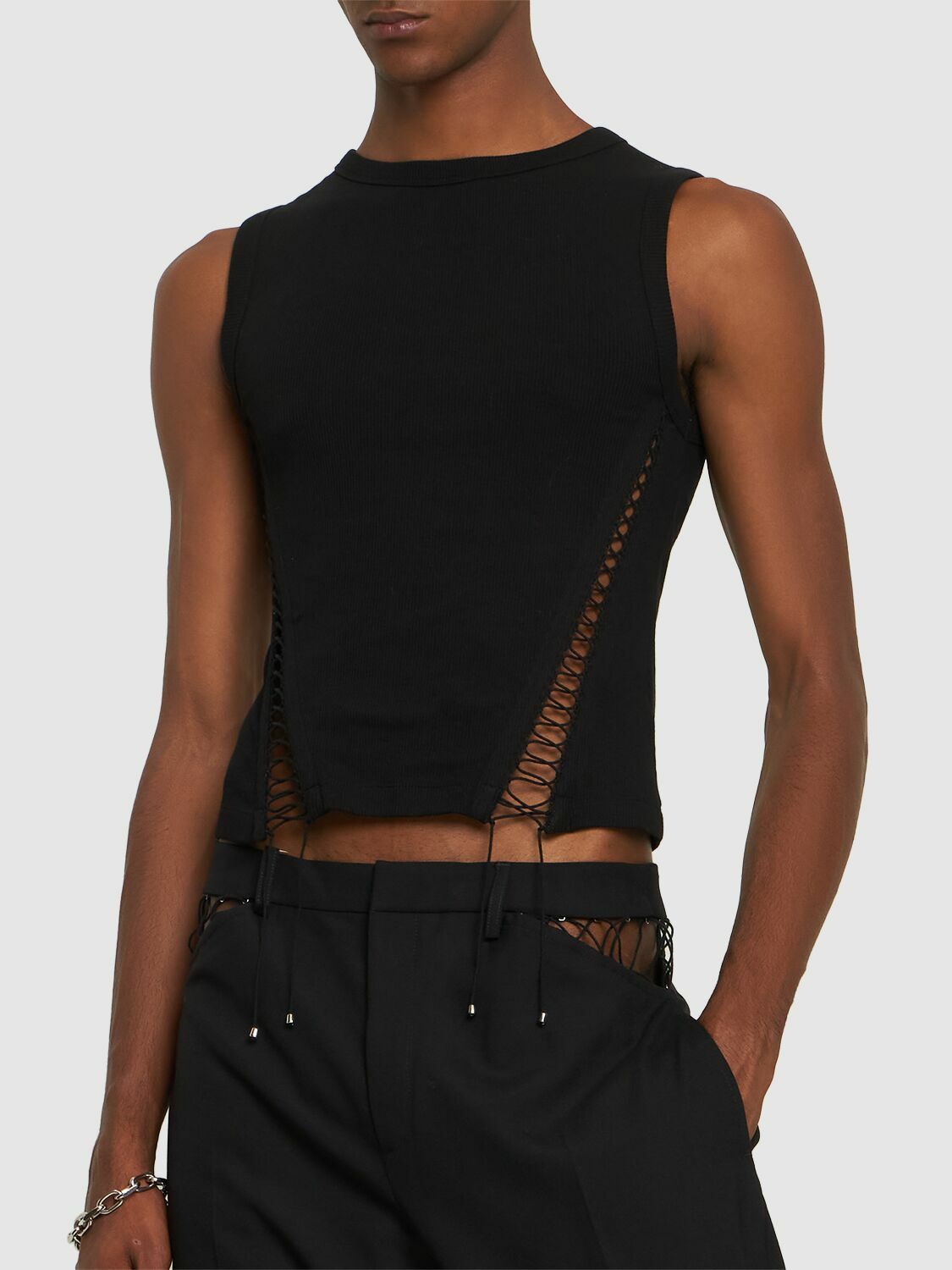 DION LEE - Picot Stretch Cotton Tank Top Dion Lee