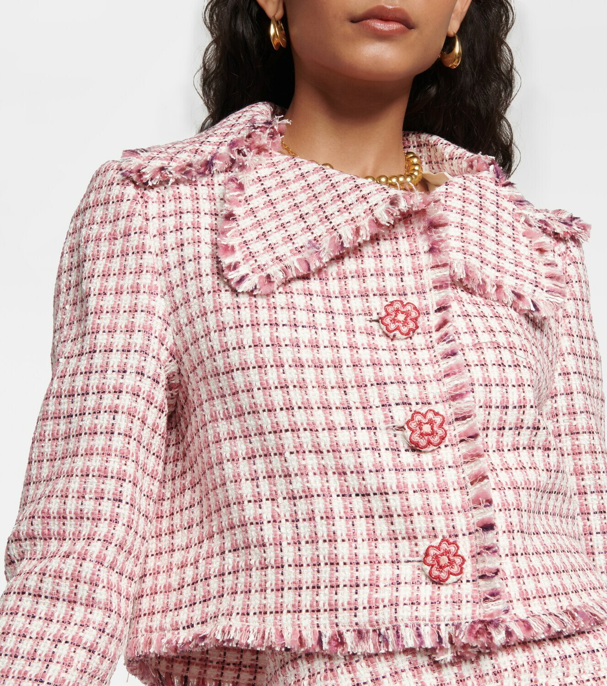 Etro Cropped houndstooth wool-blend jacket Etro