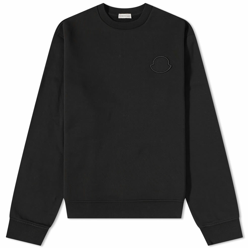 Moncler Men's Embroidered Outline Logo Crew Sweat in Black Moncler