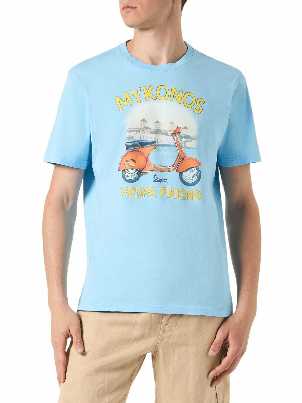 MC2 Saint Barth Man Cotton T-shirt With Mykonos Vespa Print | Vespa ...