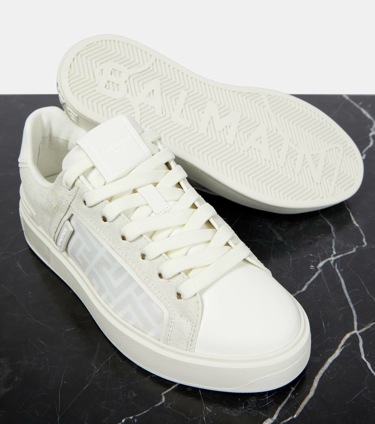 Balmain B-Court leather and suede sneakers Balmain
